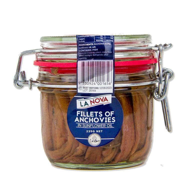 La Nova Fillets of Anchovies in Sunflower Oil 235g | Pasta'bah